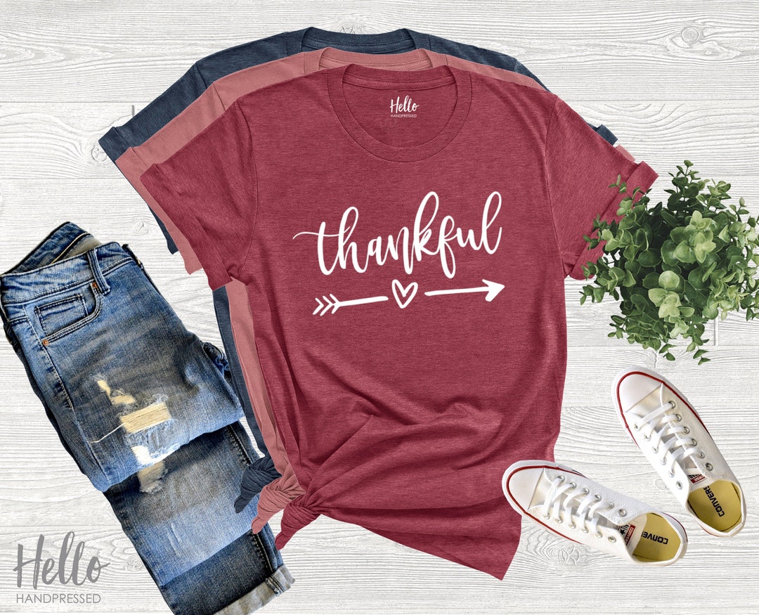 Thankful, Thankful Shirt, Thanksgiving T Shirt, Cute Thankful Heart T ...