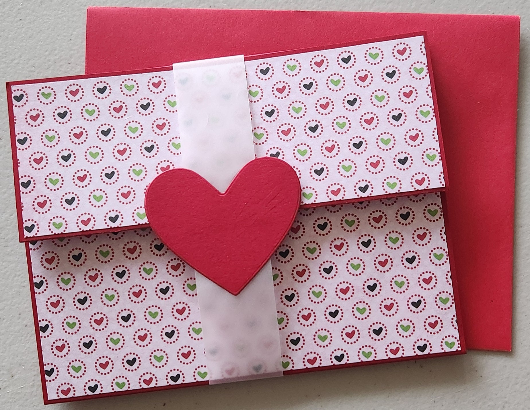 Handmade Fun Fold VALENTINE Greeting Card Pop-up Gift Bag W/envelope ...