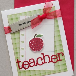Handmade thank You Teacher Apple Thank You Appreciation Card With ...