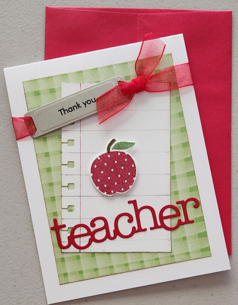 Handmade thank You Teacher Apple Thank You Appreciation Card With ...