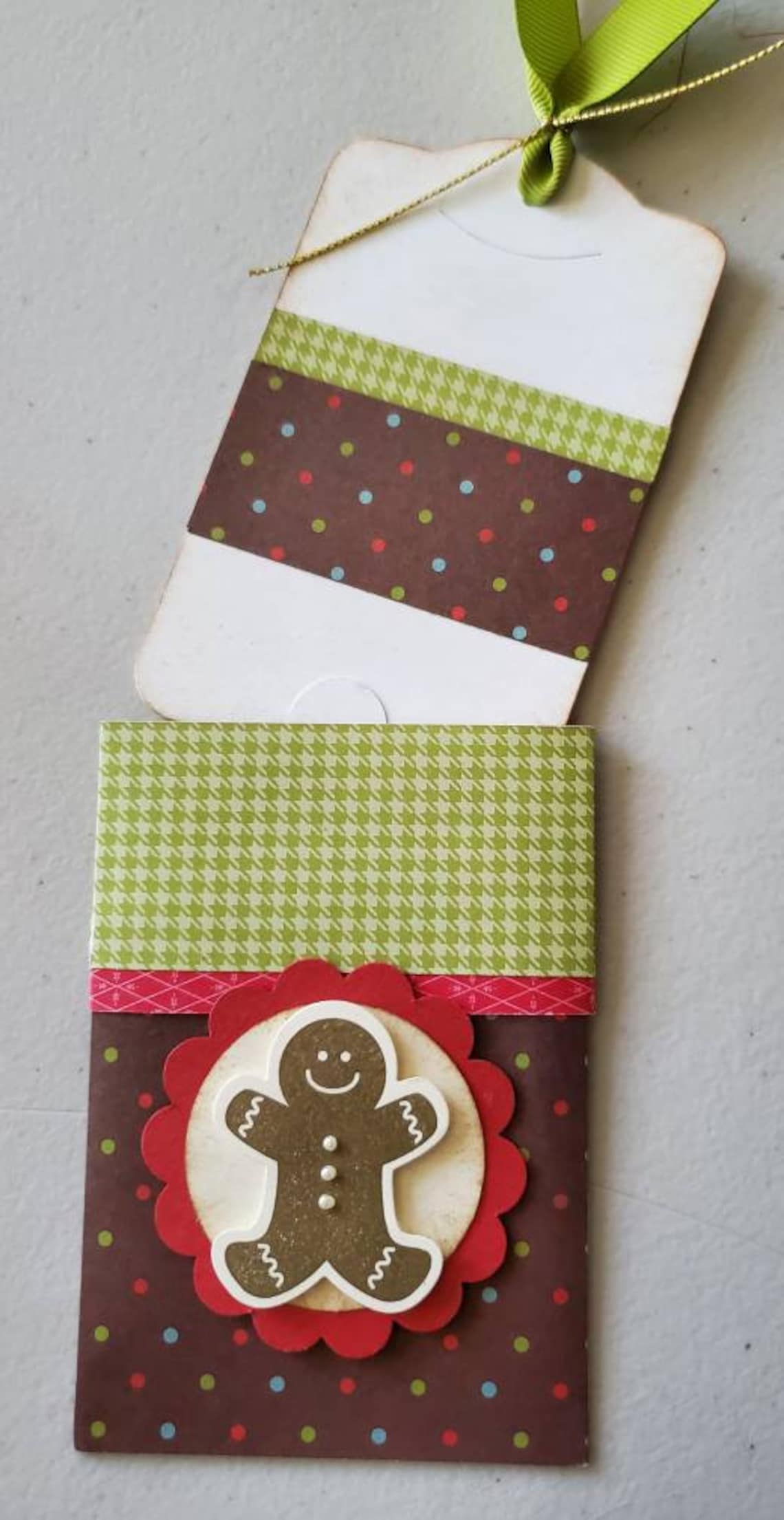Handmade Holiday Christmas GIFT CARD HOLDER Card Stocking Gingerbread ...