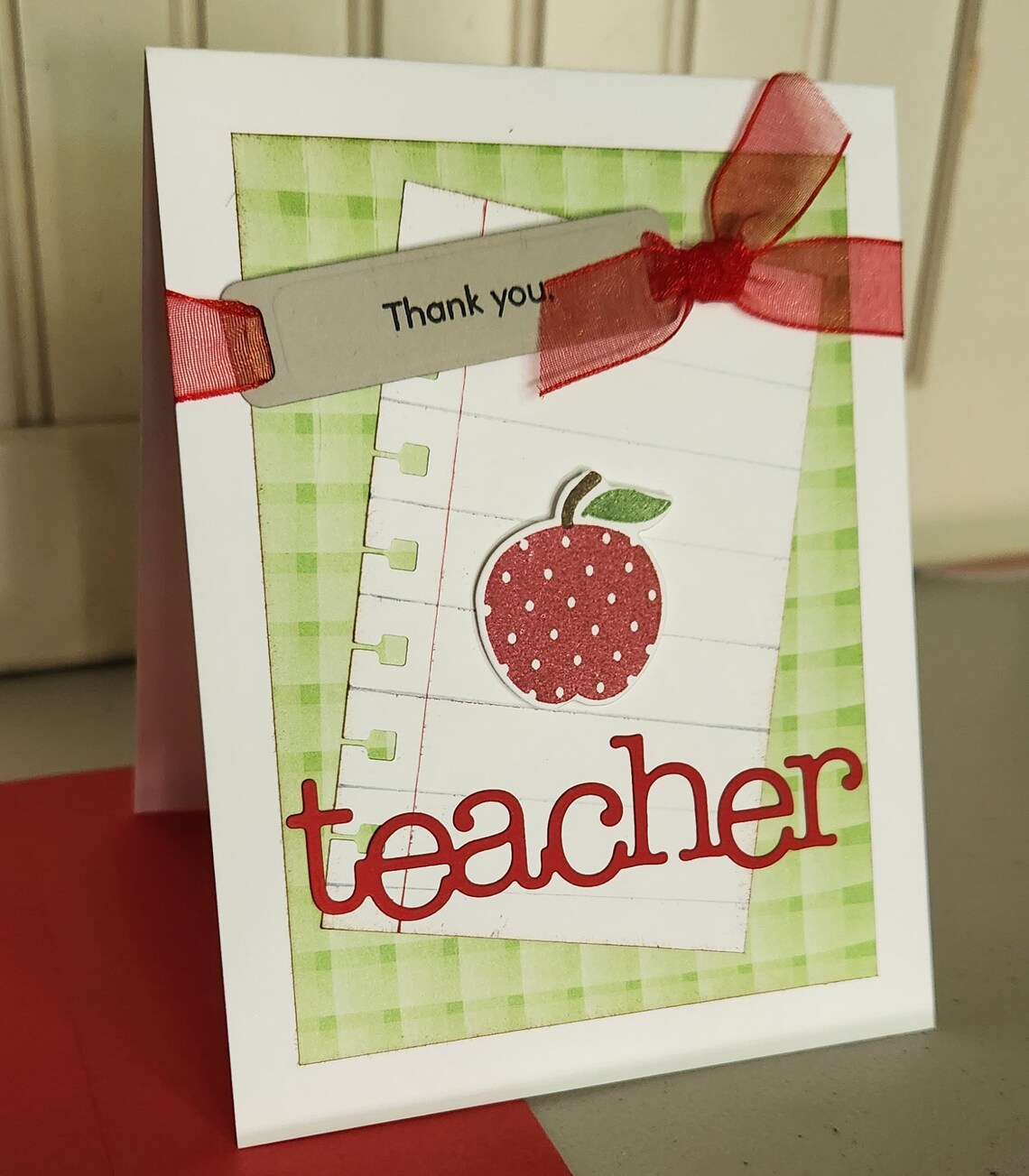Handmade thank You Teacher Apple Thank You Appreciation Card With ...