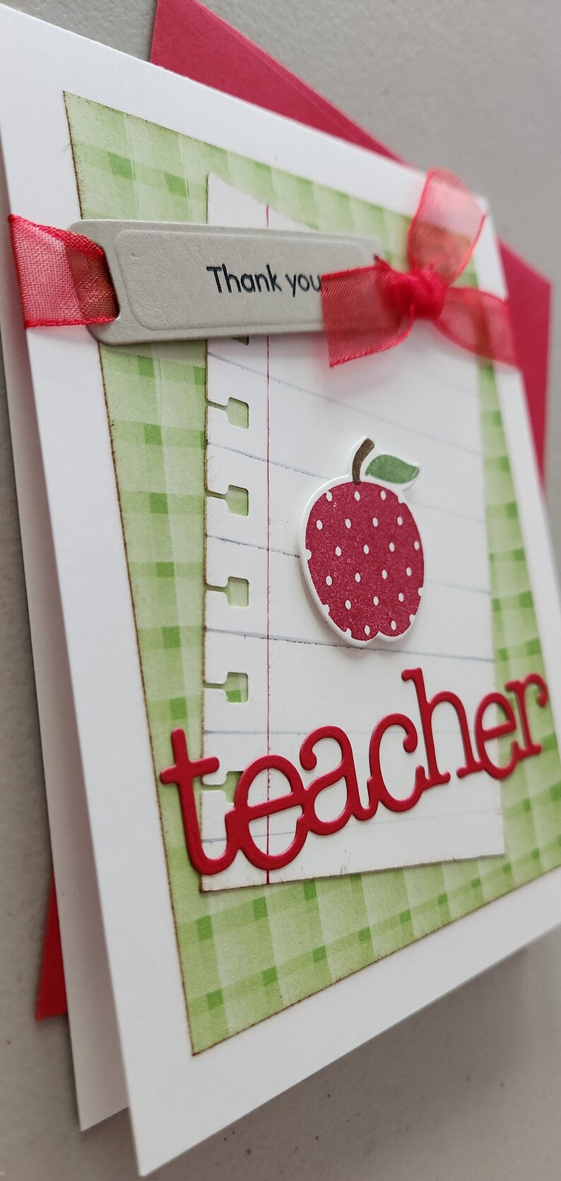 Handmade thank You Teacher Apple Thank You Appreciation Card With ...
