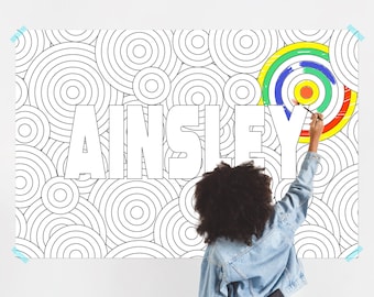 Coloring Poster for Kids With Name, Large Unicorn Coloring Banner for ...