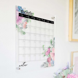 Clear Wall Calendar Dry Erase Calendar for Wall, Floral Style Home ...