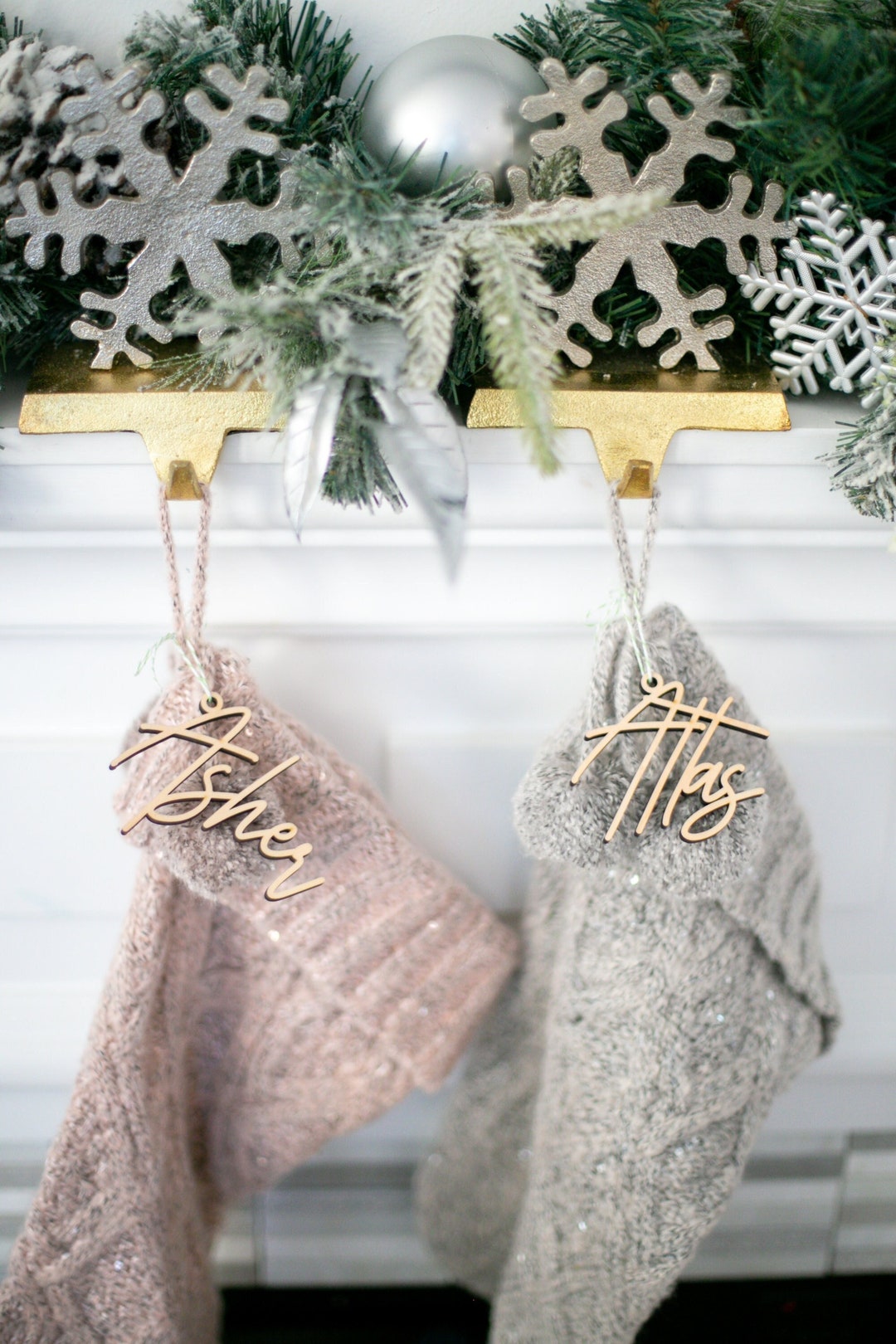 Christmas Stockings Name Tags Wood Names for Stocking Family - Etsy