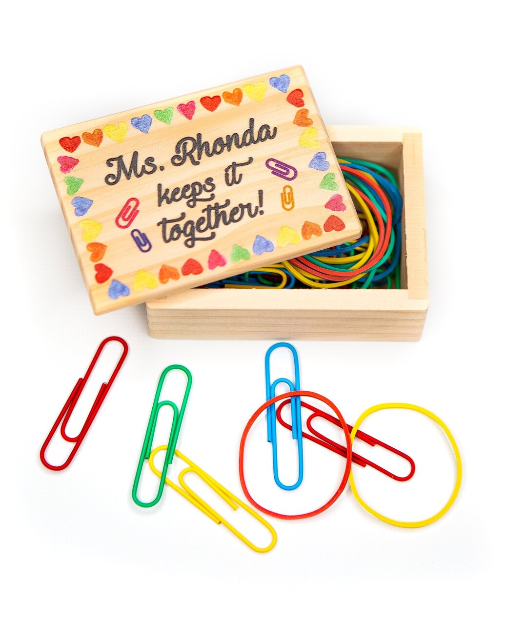 Teacher Gift Personalized Box for Rubber Bands and Paper Clips, Cute ...
