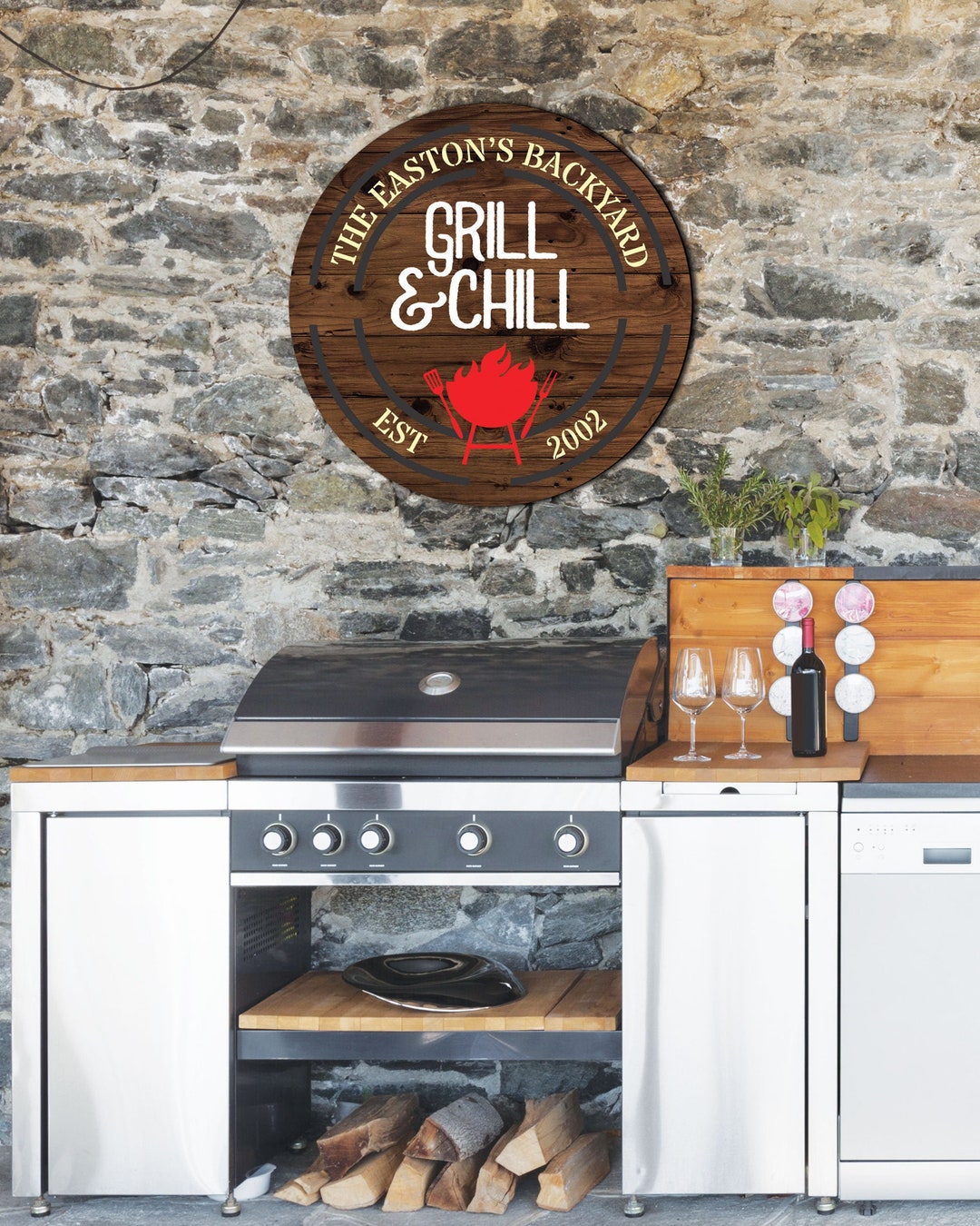 Grill Sign for Backyard Barbeque Family Name Outdoor Metal Sign for ...
