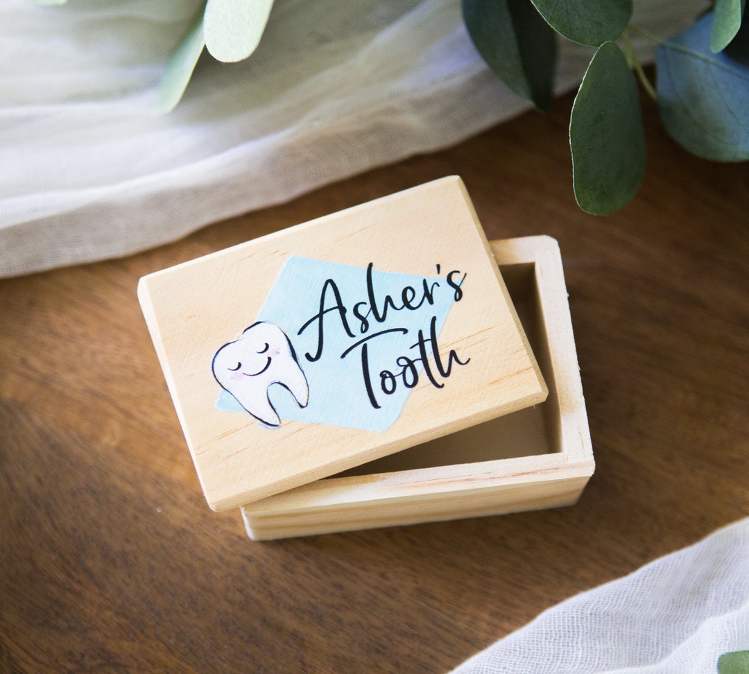 Tooth Fairy Box for Kids Tooth, Personalized Wooden Baby Teeth Box for ...