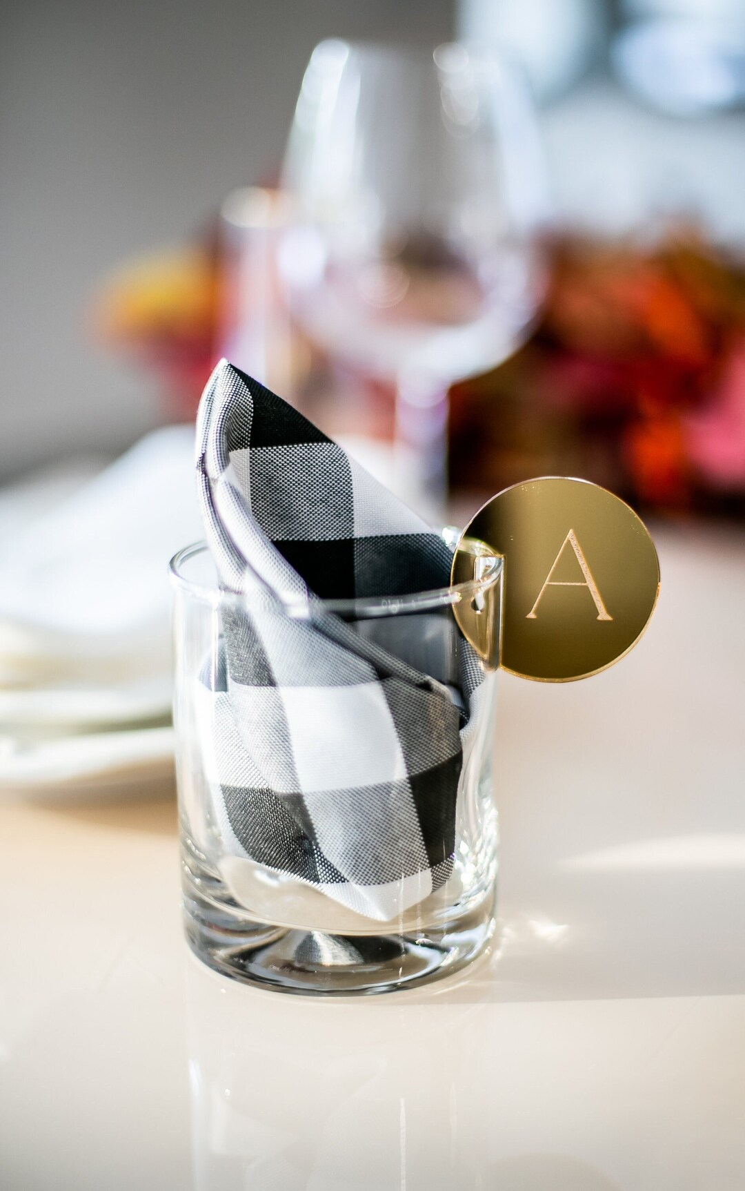 Circle Monogram Drink Tag for Thanksgiving Table Decor Family Name Tag ...