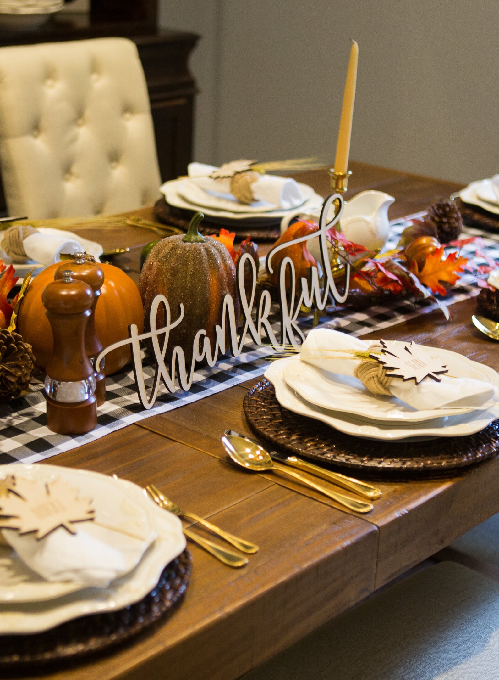 Thankful Sign for Thanksgiving Table Centerpiece or Home Decor, Wooden ...