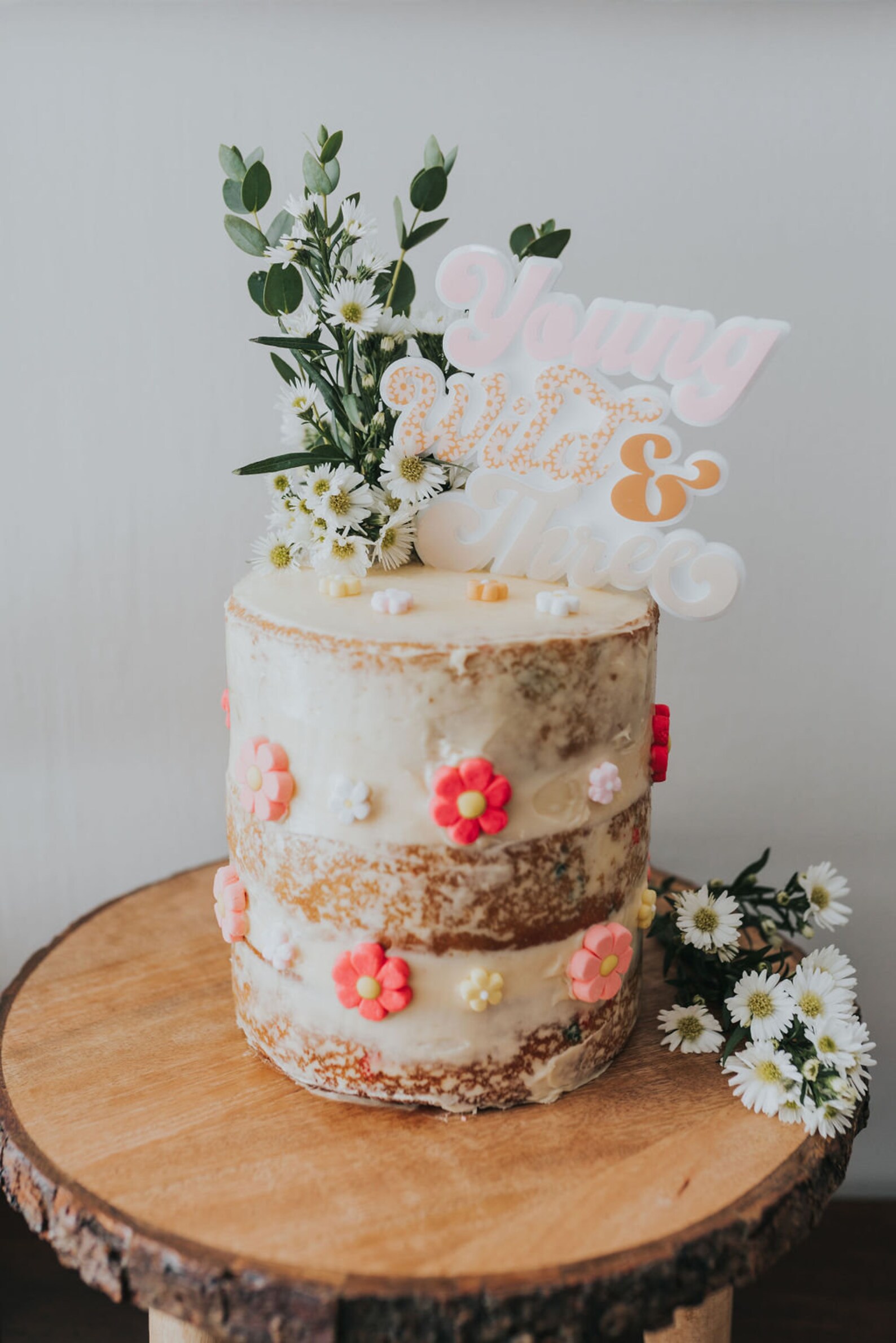 Three Cake Topper Boho Retro Cake Topper Young Wild Three - Etsy