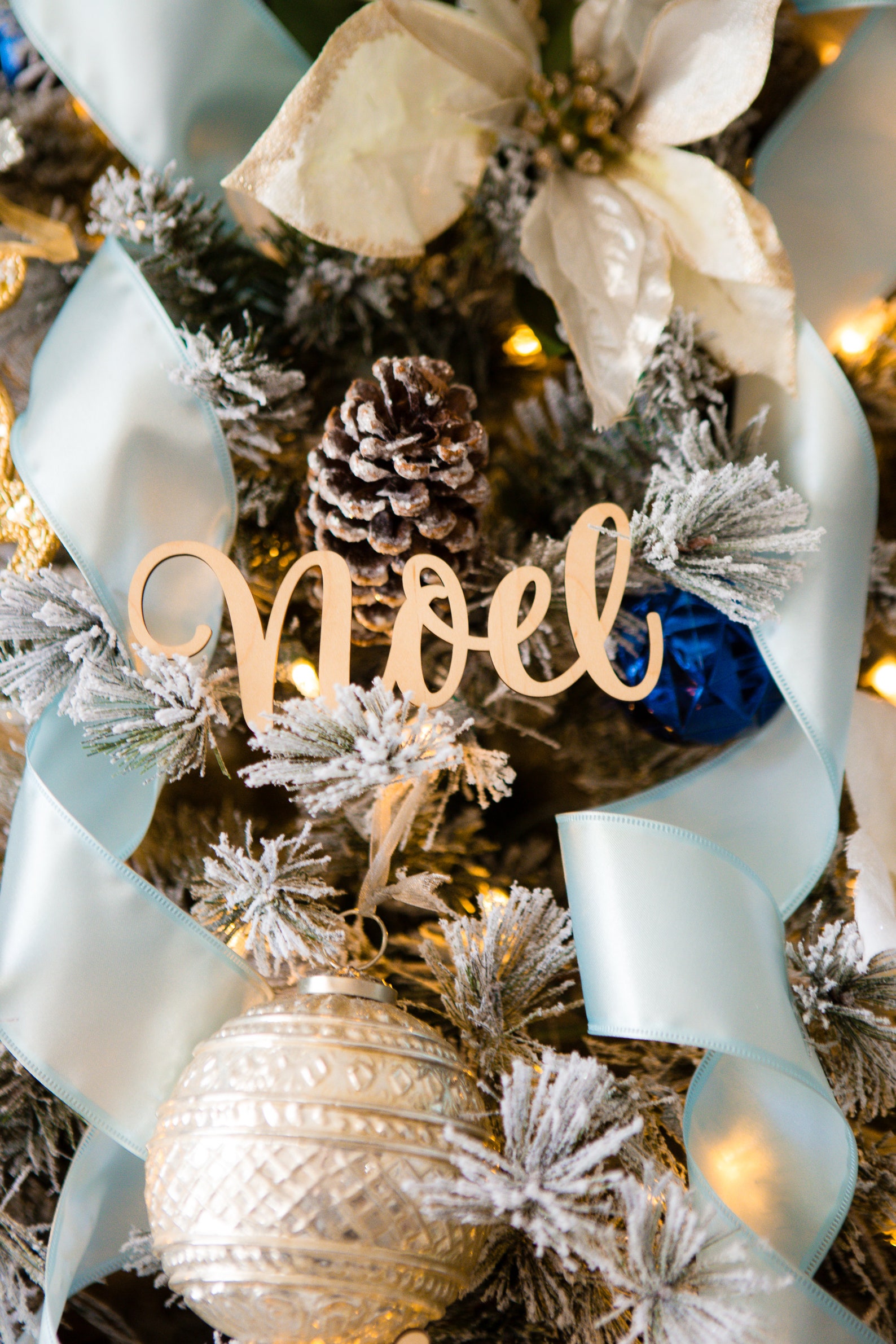 Wooden Word Ornaments for Christmas Tree, Word Cutouts Rustic Christmas ...