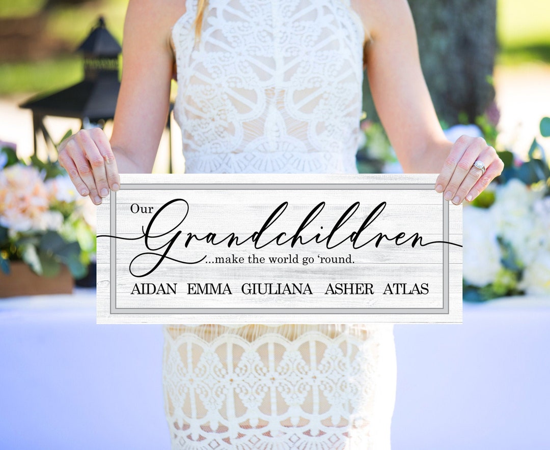 Grandkids Sign, Grandchildren Sign, Grandparents Board With Names ...