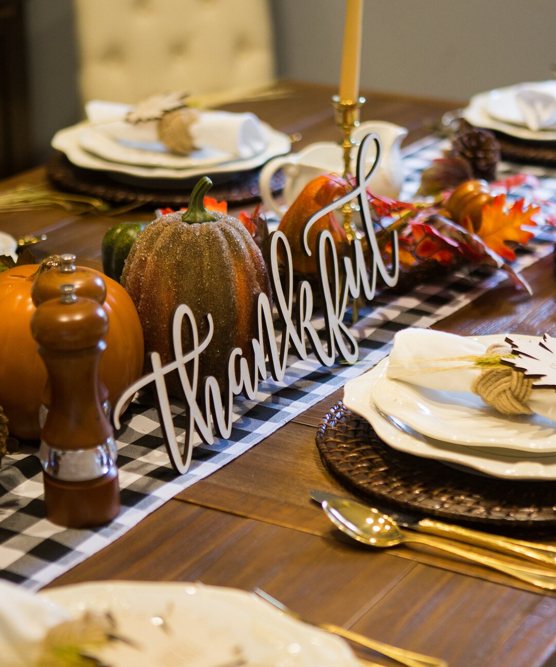 Thankful Sign for Thanksgiving Table Centerpiece or Home Decor, Wooden ...