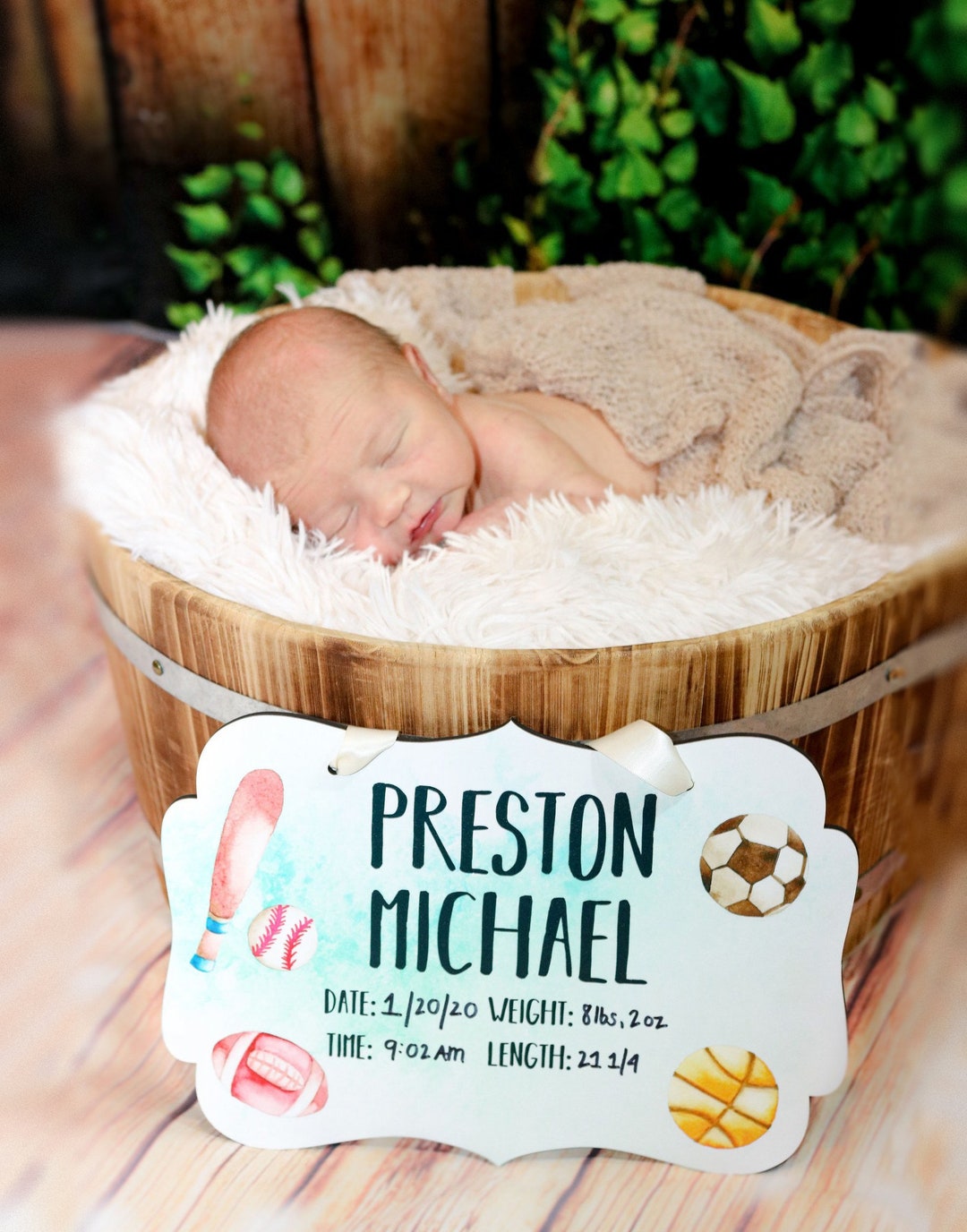 New Baby Room Sign Hospital Door Boy Baby Stats Sign for Birth ...