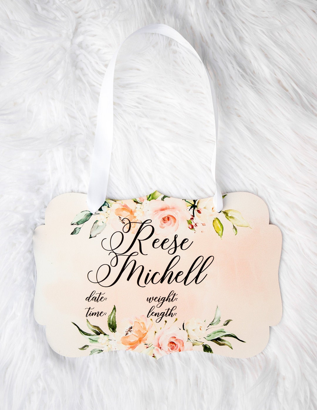 New Baby Room Sign Hospital Door Boy Girl Stats Sign for Birth ...