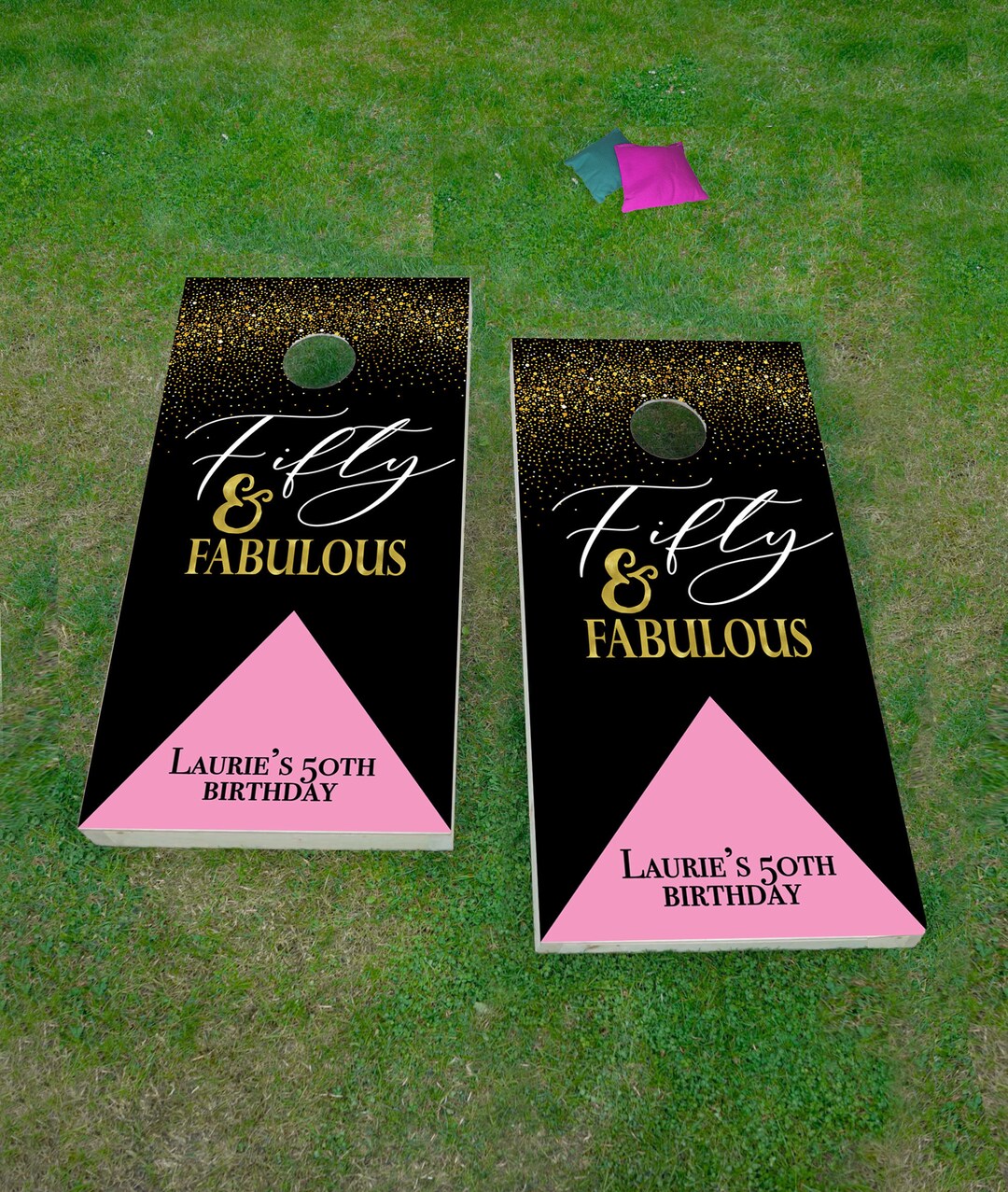 50th Birthday Cornhole Board Decals, Fiftieth Birthday Party Games ...