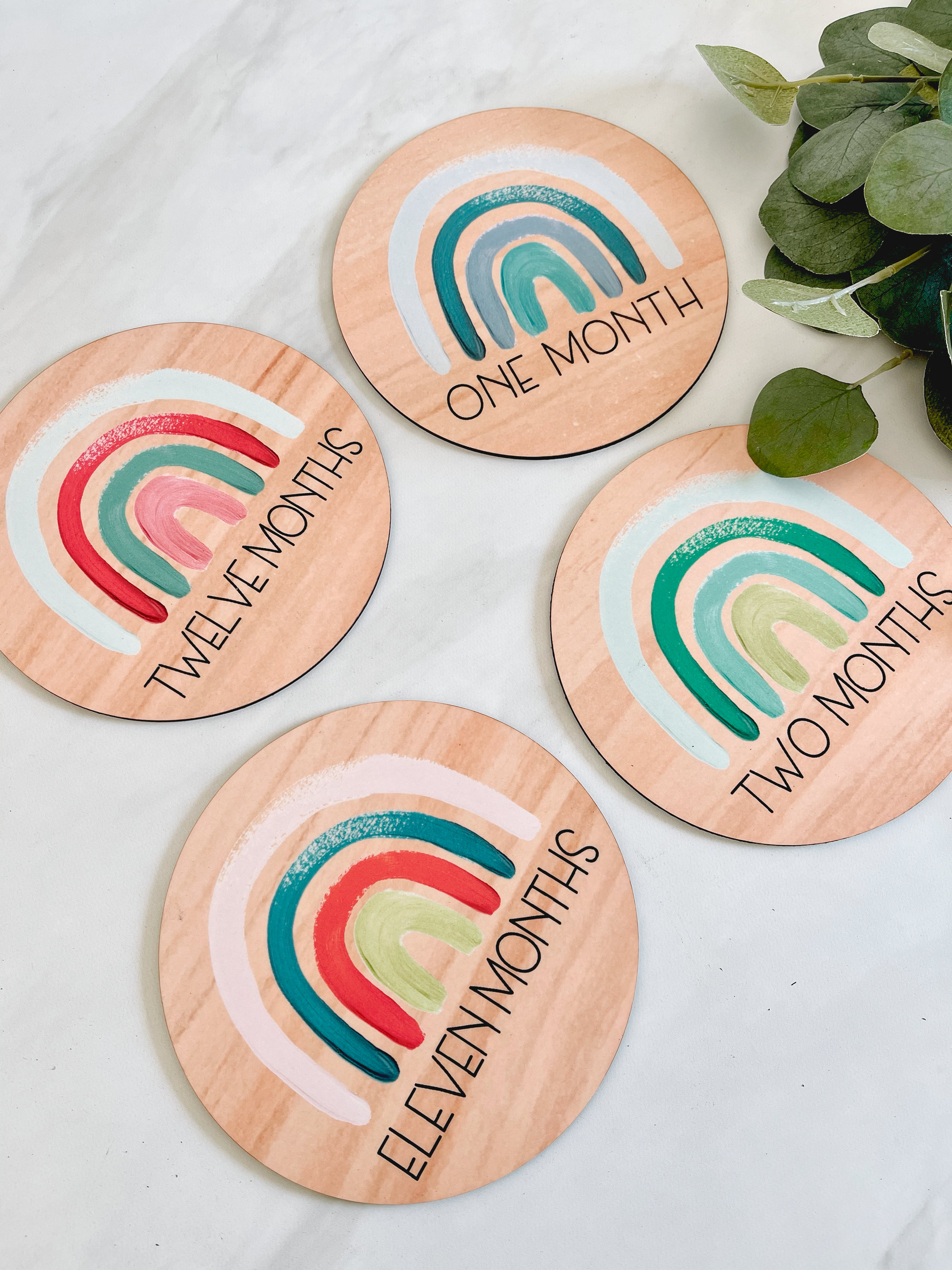 Monthly Baby Circles // SET of 12 Rainbow Discs Milestone Age - Etsy