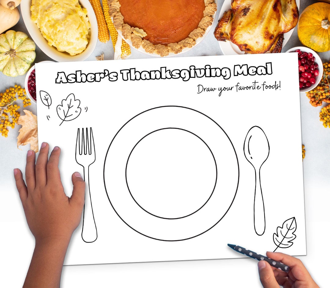 Thanksgiving Placemat Coloring Page Kids DIY Print Download ...