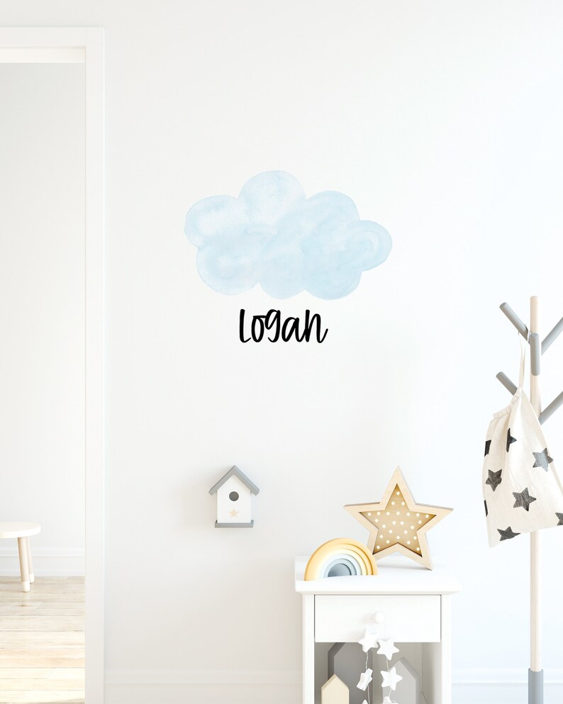Name Decal Cloud Nursery Decor Name Decal Cloud Decal for - Etsy