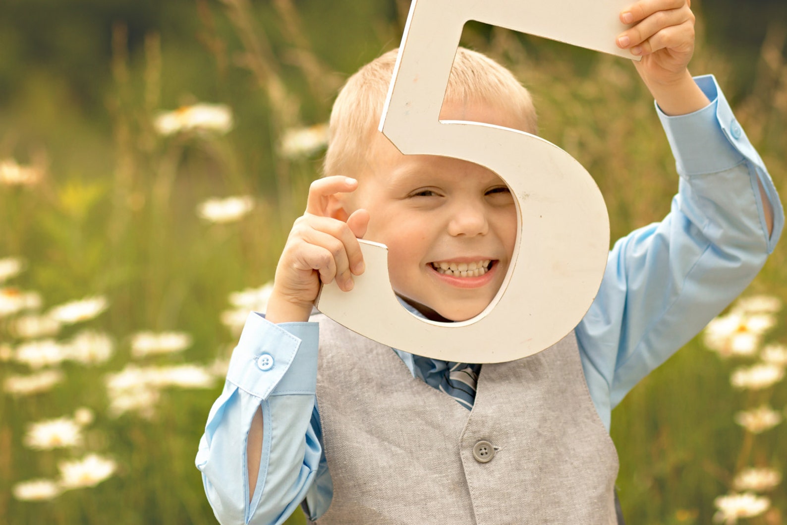 5 Sign Photo Prop for Fifth Birthday Photo Shoot for Kids - Wooden ...