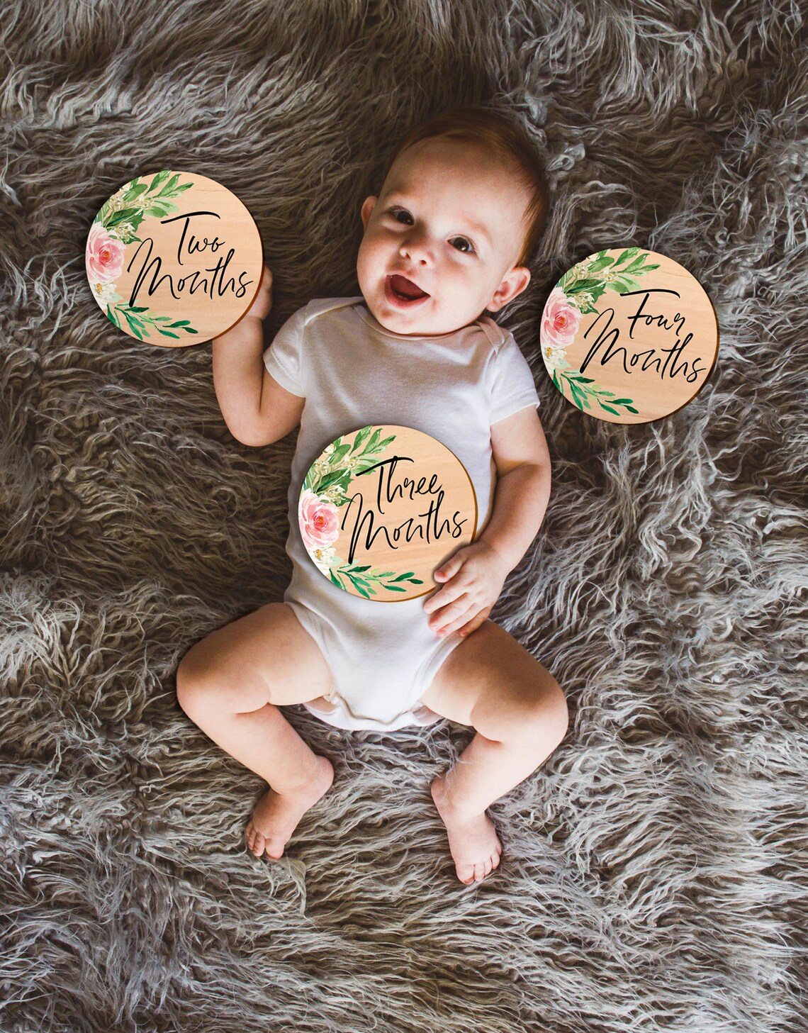 Monthly Baby Circles // SET of 12 Age Discs Milestone Wooden - Etsy