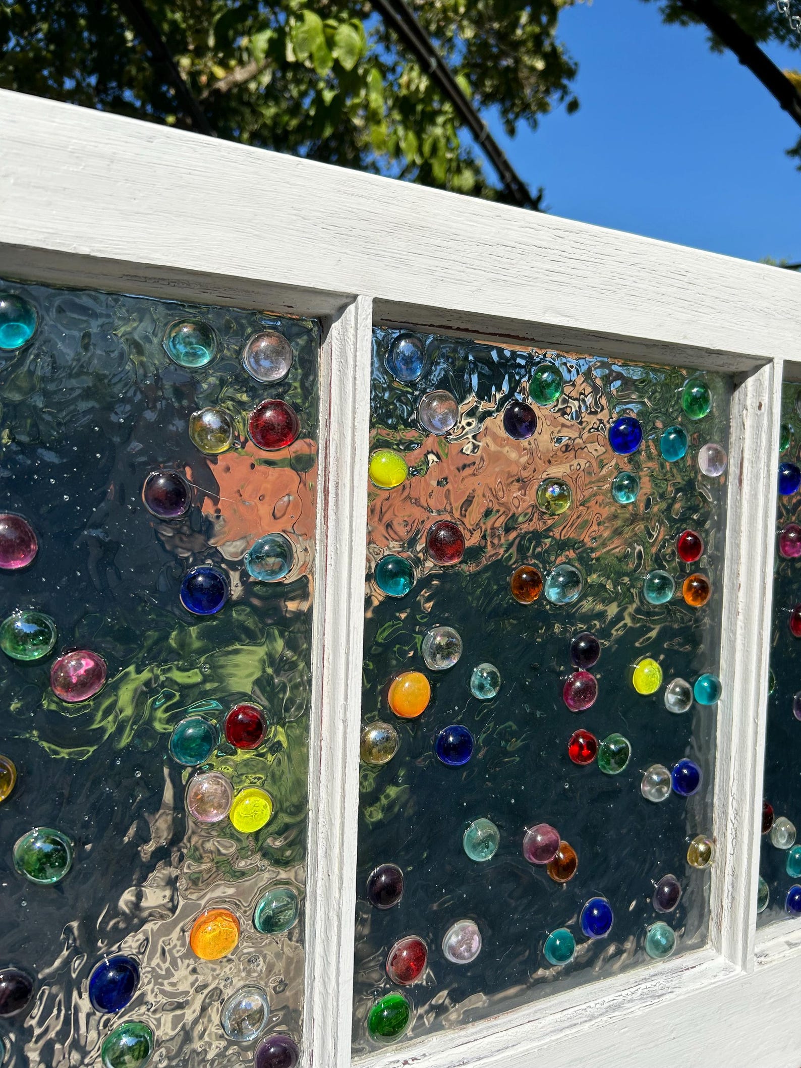 Faux Stained Glass Window, Flat Gems Stained Glass Window, Painted ...