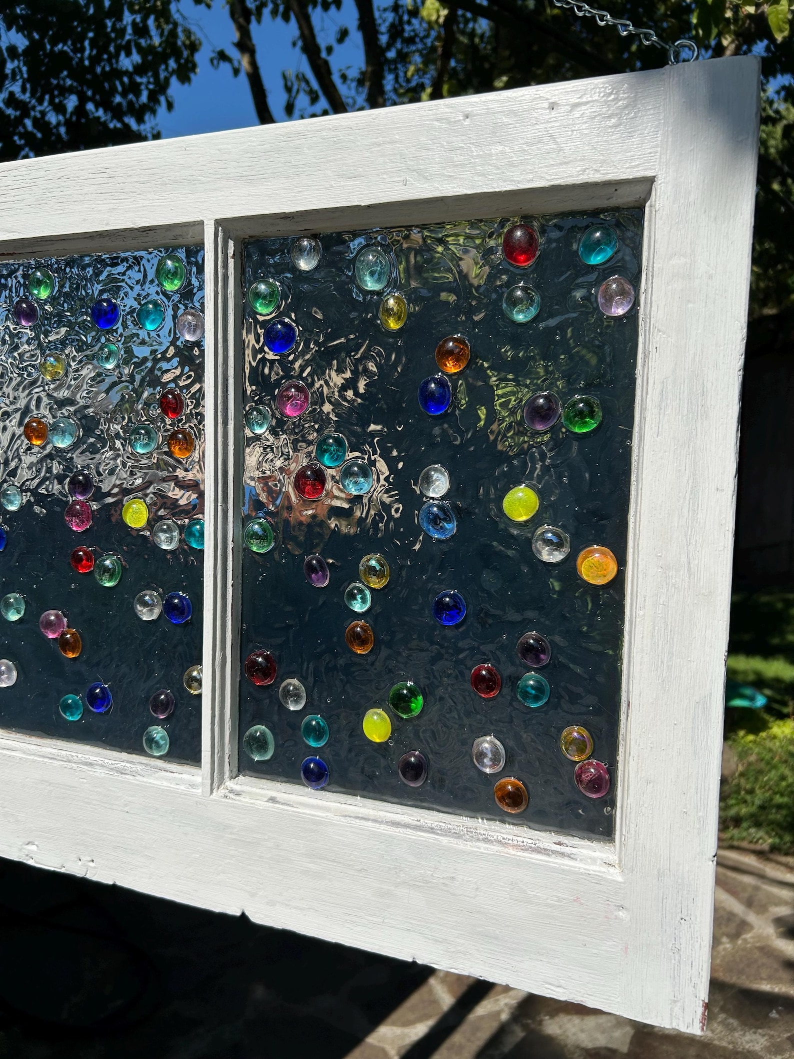 Faux Stained Glass Window, Flat Gems Stained Glass Window, Painted ...