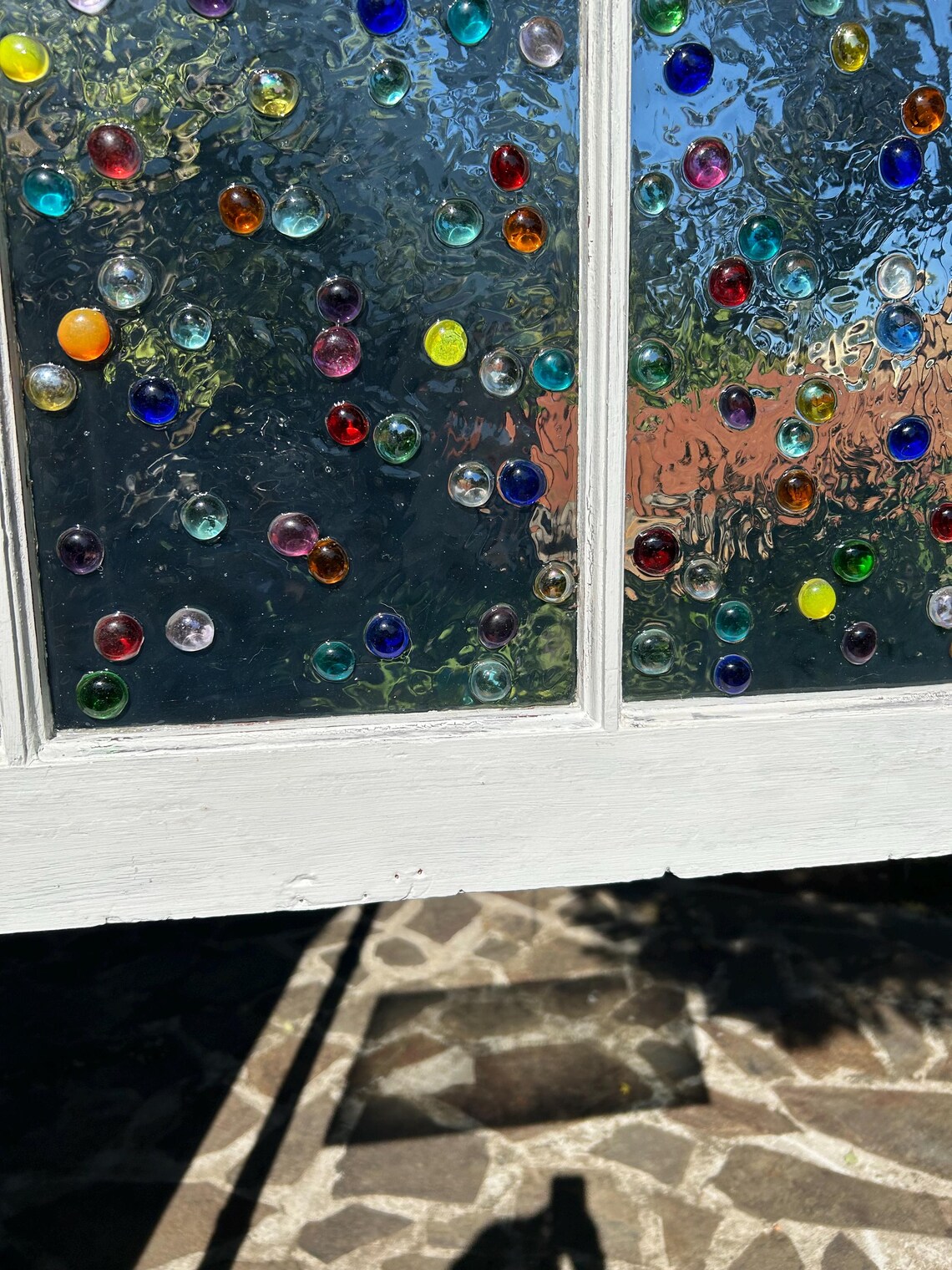 Faux Stained Glass Window, Flat Gems Stained Glass Window, Painted ...