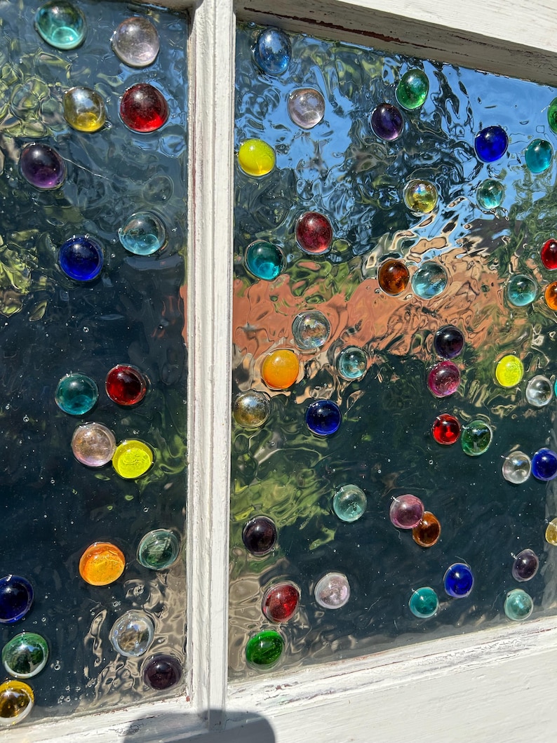 Faux Stained Glass Window, Flat Gems Stained Glass Window, Painted ...