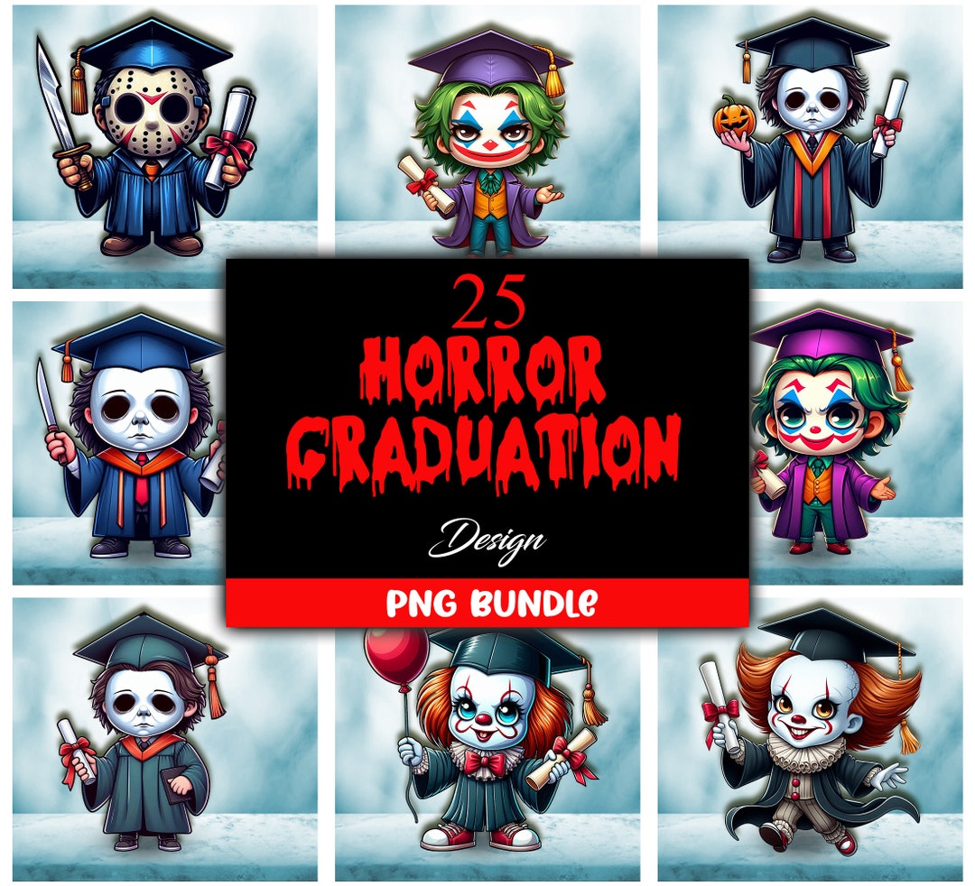25 Scary Graduation Cartoon 2024 Png Bundle, Horror Senior Png, Horror ...