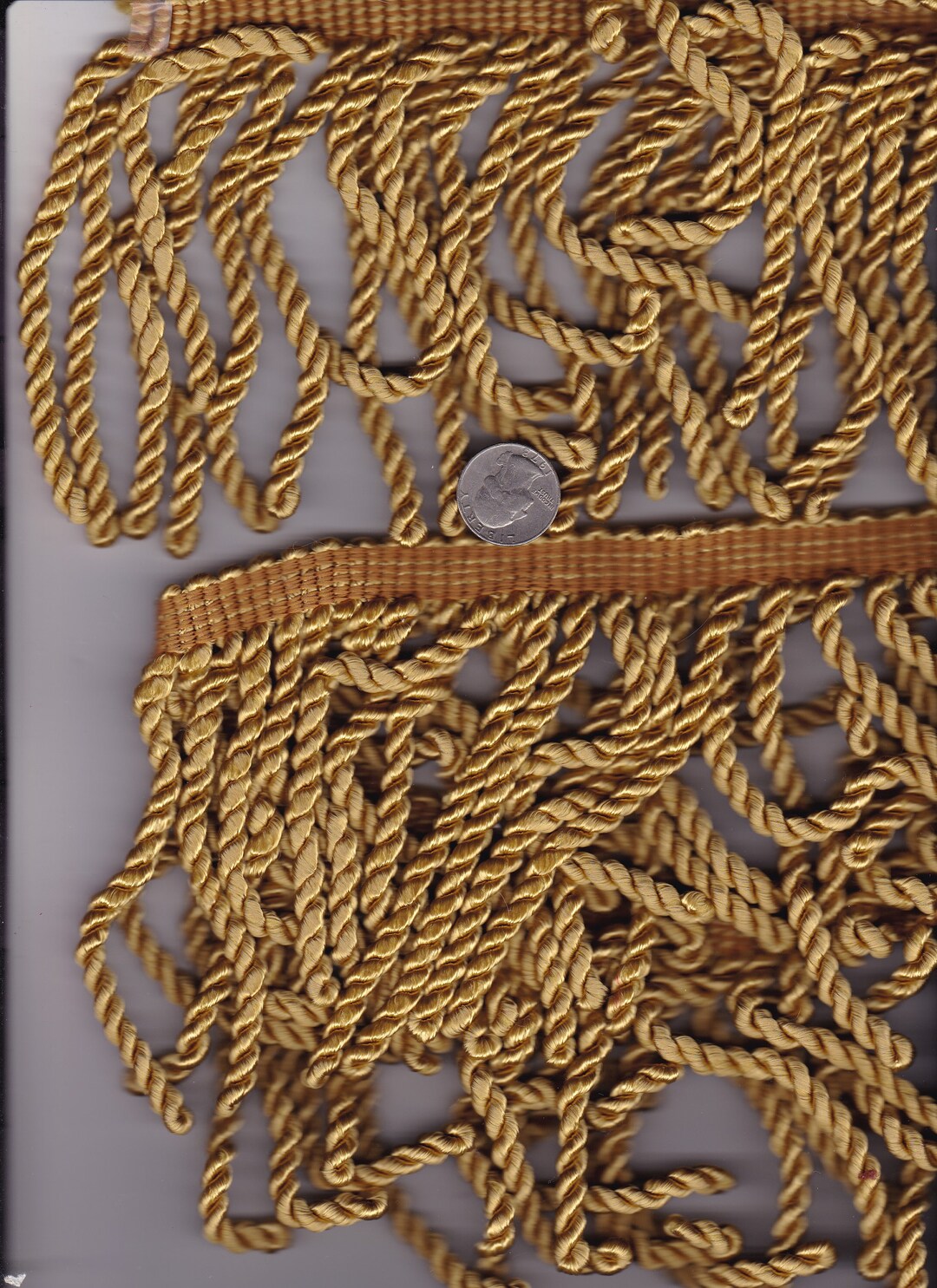 Gold Color Twisted Rayon Cord Fringe 1.5 Yards 6 Fringe Drop With Lip ...