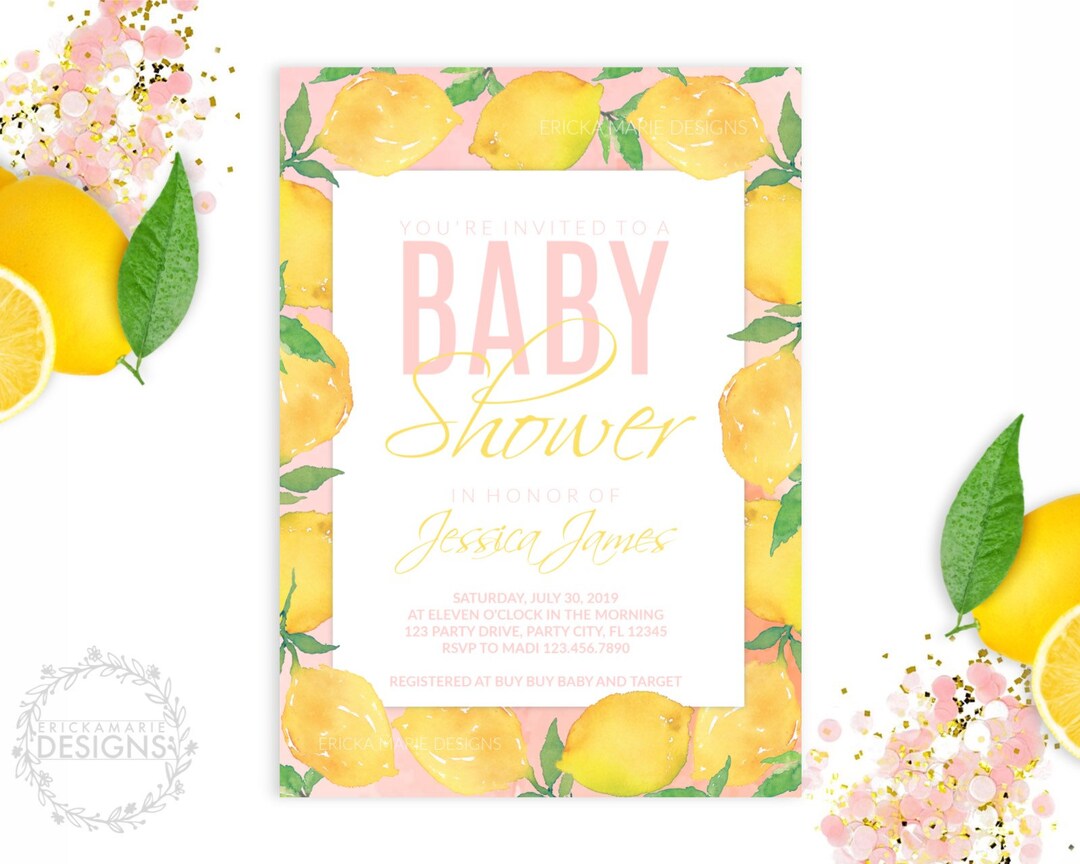 Lemon Party Invitation | Lemon Party Invite | Baby Shower Invitation ...