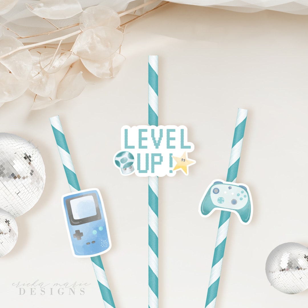 Video Game Birthday Party | Level up Party | Party Straws | Birthday ...