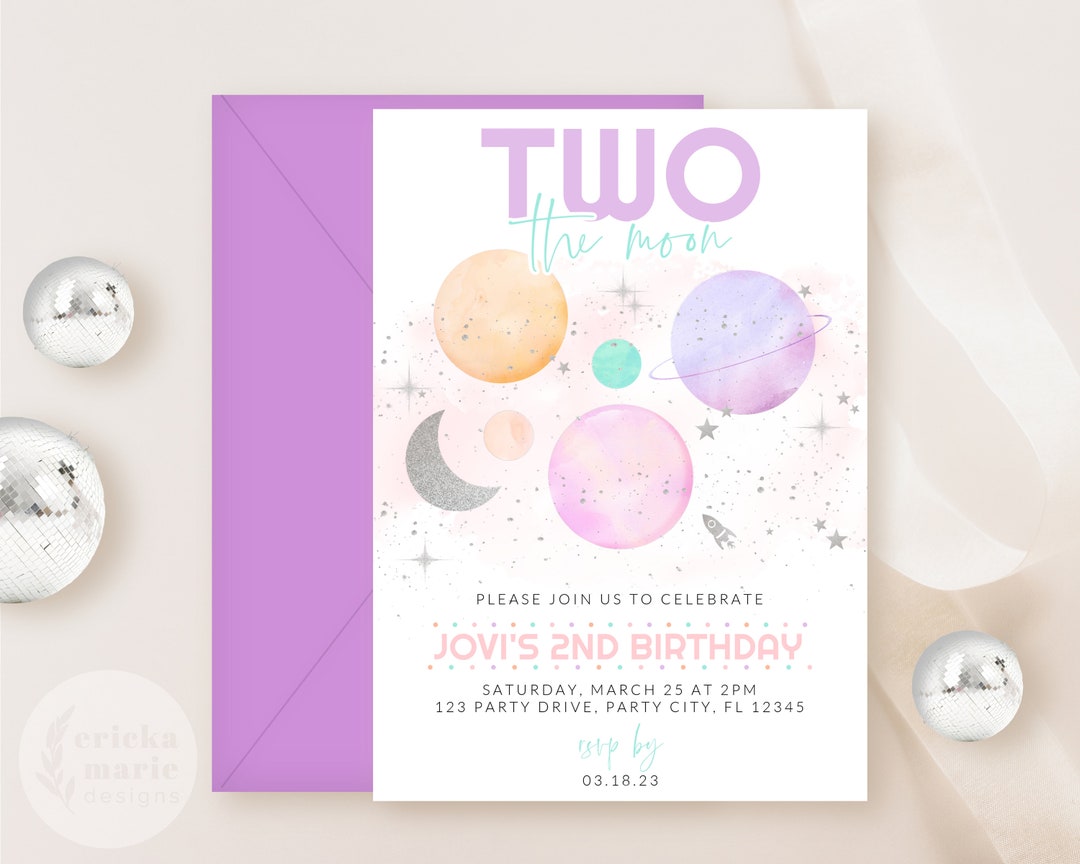 Two the Moon Invite | Two the Moon Party Invitation | Brithday Party ...