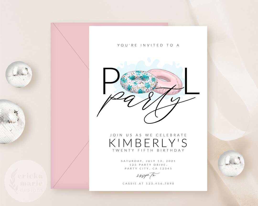 Pool Party Invitation | Pool Party Invite | Pool Party | Summer Party ...