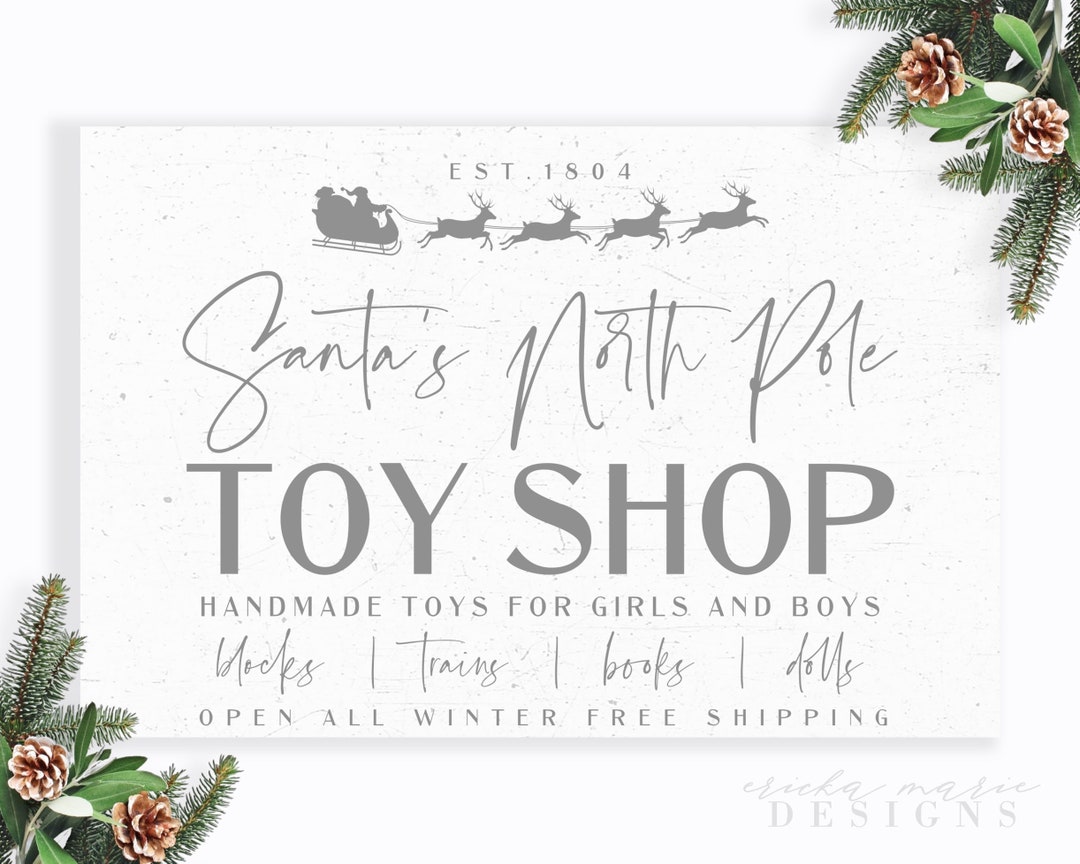 Santa's Toy Shop Sign / Christmas Sign / Printable Christmas Sign ...