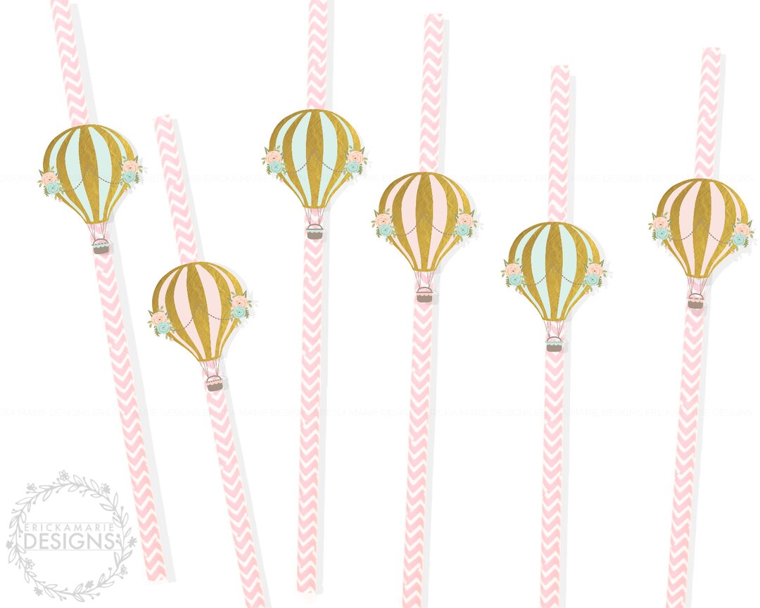 Hot Air Balloon Paper Straws | Hot Air Balloon Straw Toppers | Paper ...