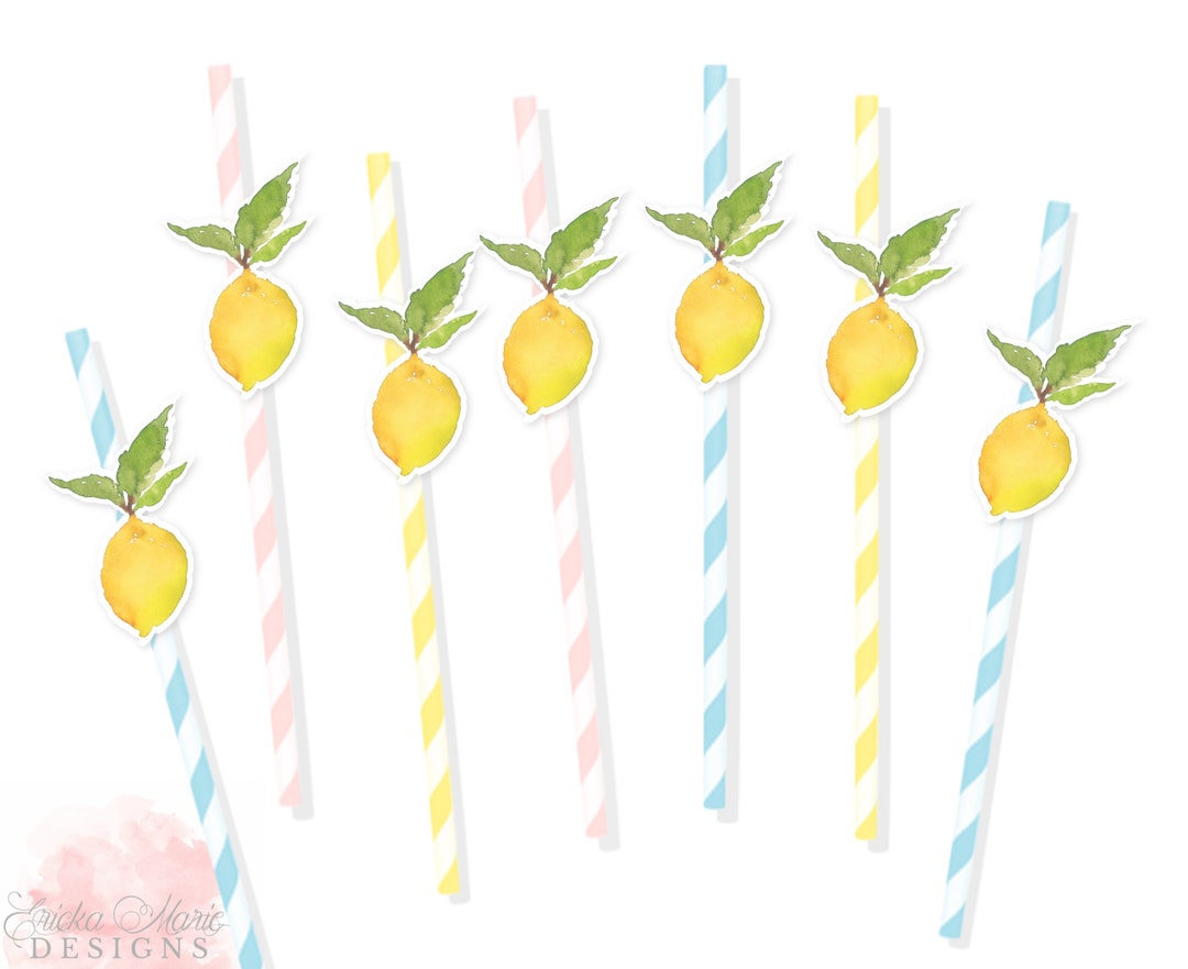 Lemon Paper Straws Lemon Straw Toppers Lemon Straw Toppers - Etsy UK