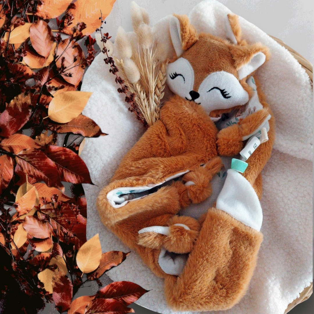 Fox Cuddly Toy Fur Plush Handmade Creation Customizable First Name - Etsy