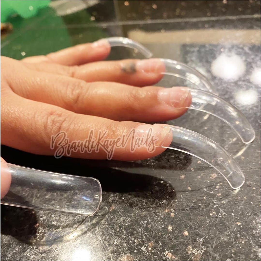 The Coko Curve - 100 Pcs 90's Curve Nail Tips Full Well Curved Nails ...