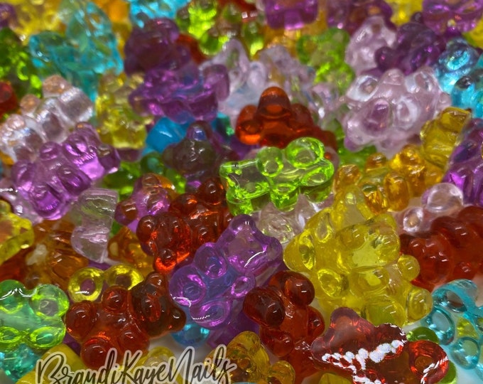 Translucent Bear Teddy Gummy Bear Rainbow Nail Art Charms Cabochon 20 ...