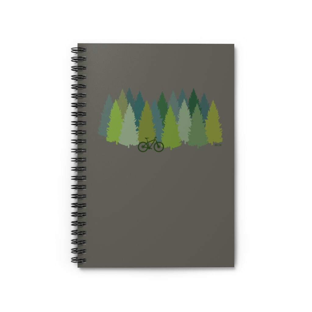 Pine Forest Mountain Bike Spiral Notebook - Ruled Line | Hardcover ...
