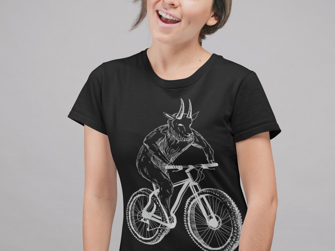 Mountain Goat Riding a White Bicycle | Bicycle T Shirts Mountain Bike ...