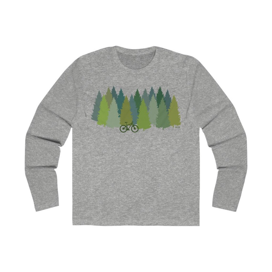 Ride the Trails in Style: Long Sleeve Mountain Bike Pine Forest T-shirt ...