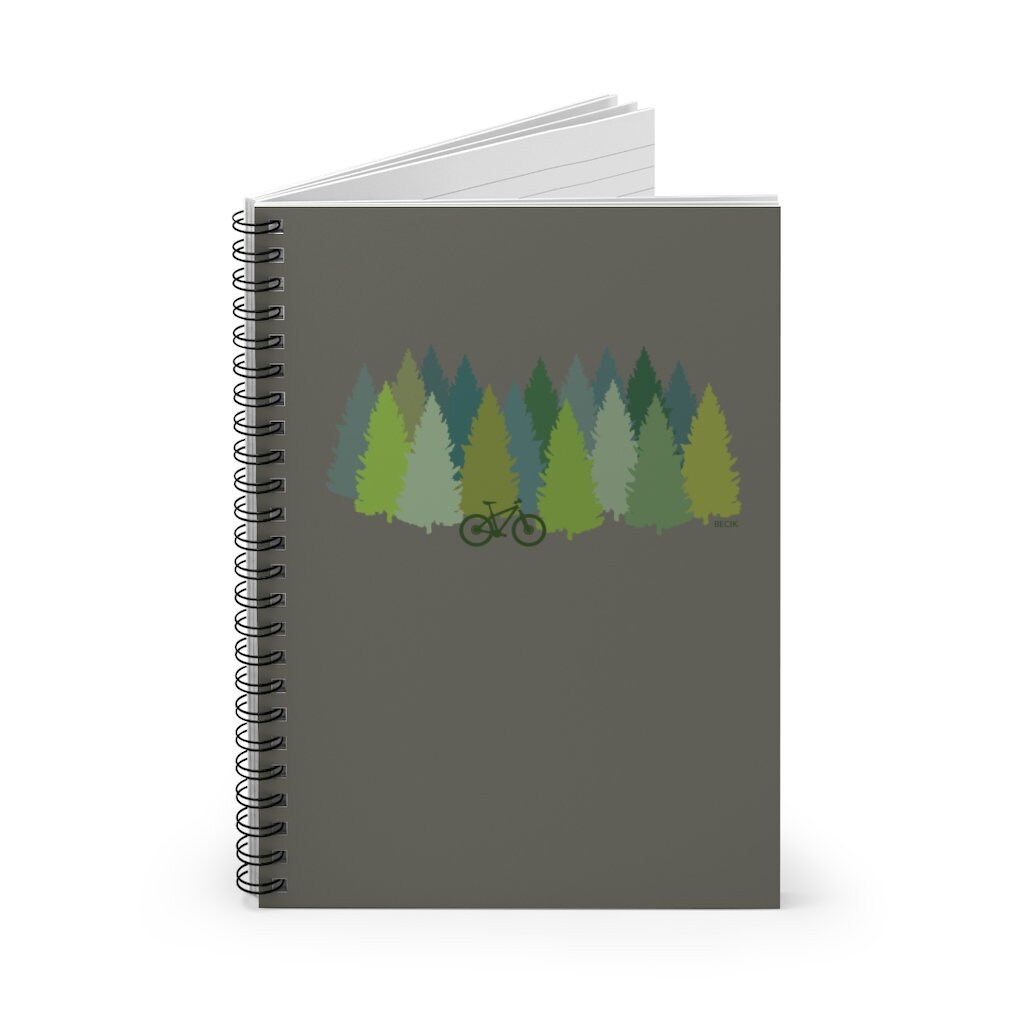 Pine Forest Mountain Bike Spiral Notebook - Ruled Line | Hardcover ...
