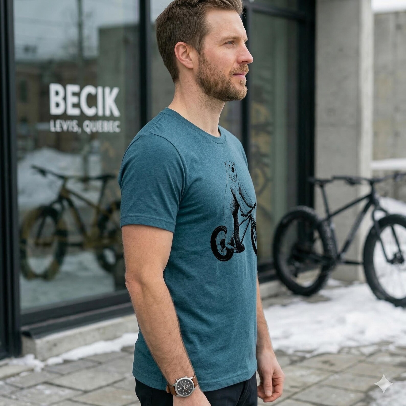 Polar Bear Fat Bike T-shirt – Hand-drawn Winter Cycling Adventure Tee ...