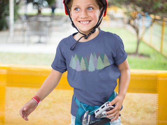 Kid Pine Forest Mountain Bike Girls T Shirt bicycle tshirt | Etsy