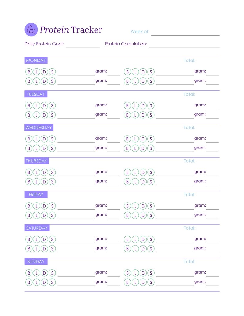 Weekly and Monthly Protein Tracker Sheets - Etsy